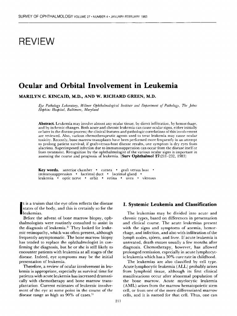 Review: Ocular and Orbital Involvement in Leukemia | PDF | Leukemia ...
