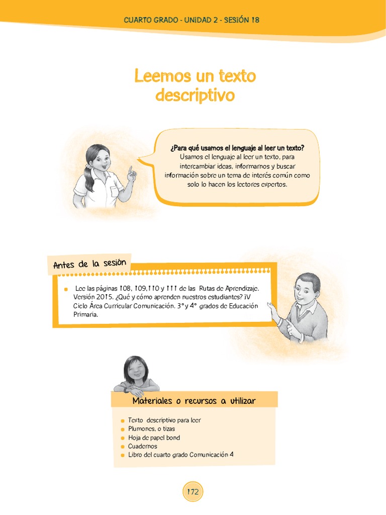 leemos textos descriptivos.pdf | Lectura (proceso) | Adjetivo