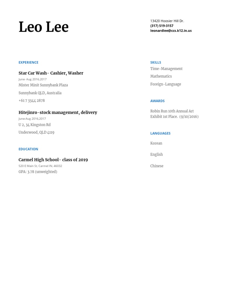 Resume Leo Lee | PDF