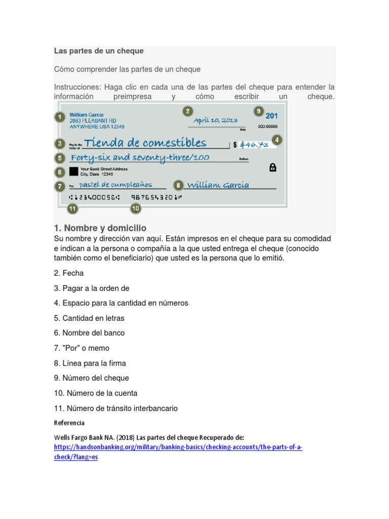 Las partes clave de un cheque y su función | PDF