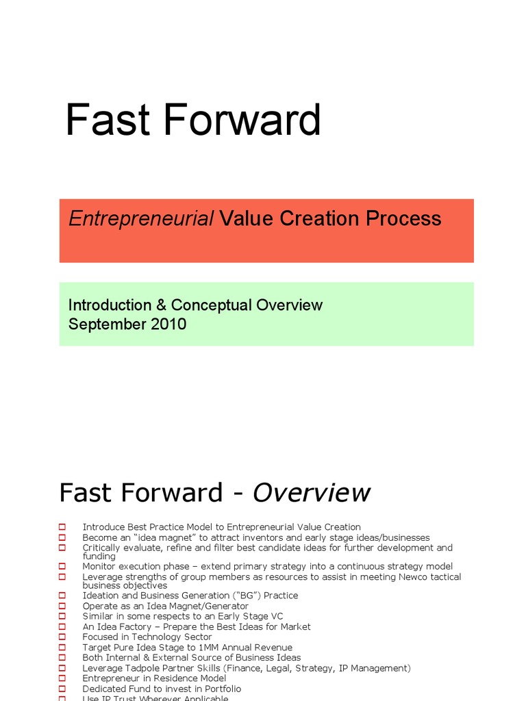 Business Generation - The Fast FWD Approach | PDF | Entrepreneurship ...
