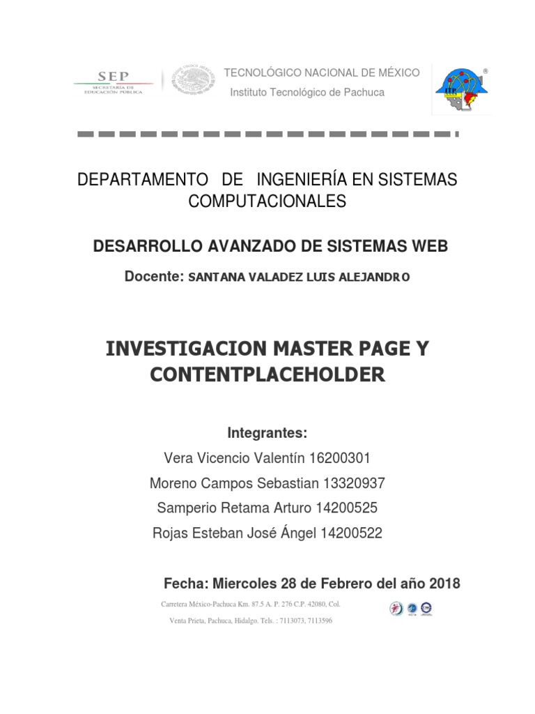 Investigacion Masterpage, Contentplaceholder | PDF | Cascading Style ...