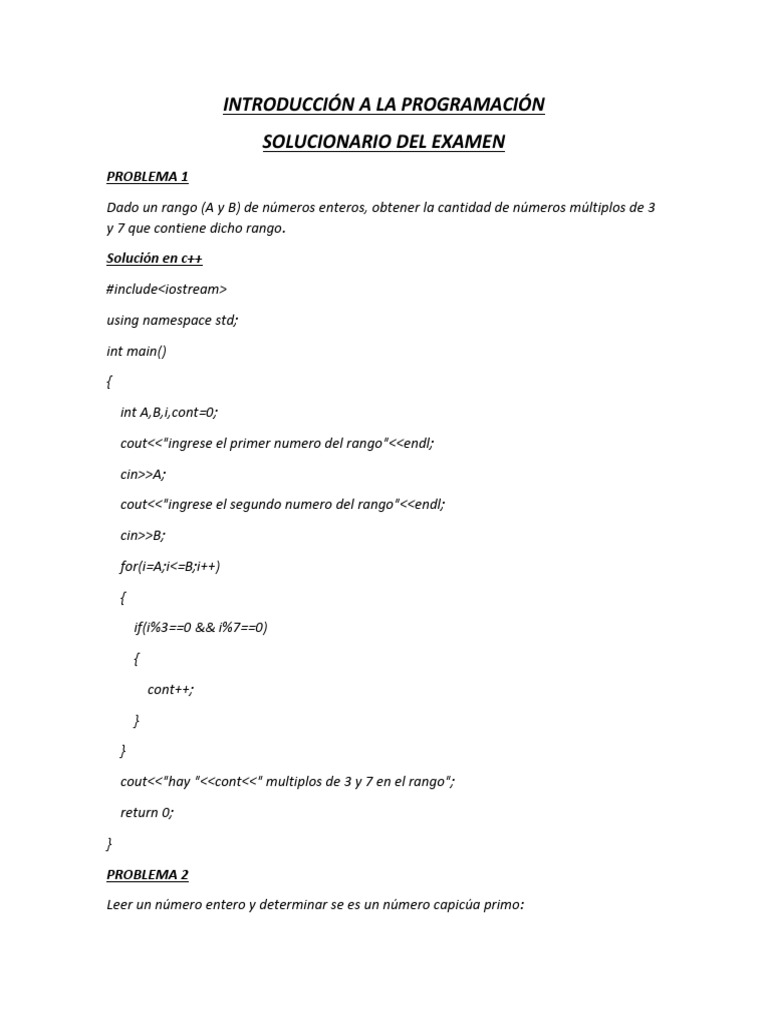 Solucionario Introducción A La Programación | PDF | Modelos de ...