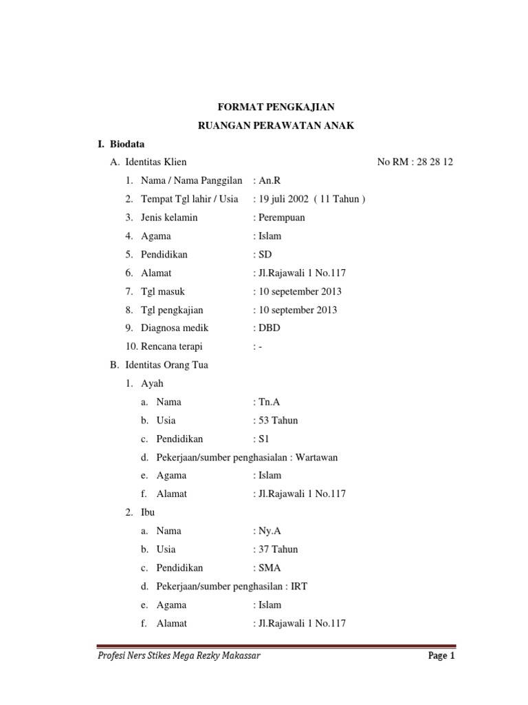 Format Pengkajian DBD Suri | PDF