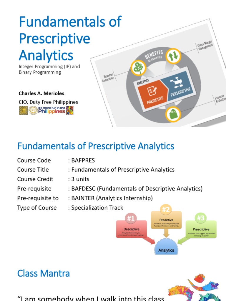 BAFPRES - Fundamentals of Prescriptive Analytics - Integer and Binary Programming | PDF | Linear ...