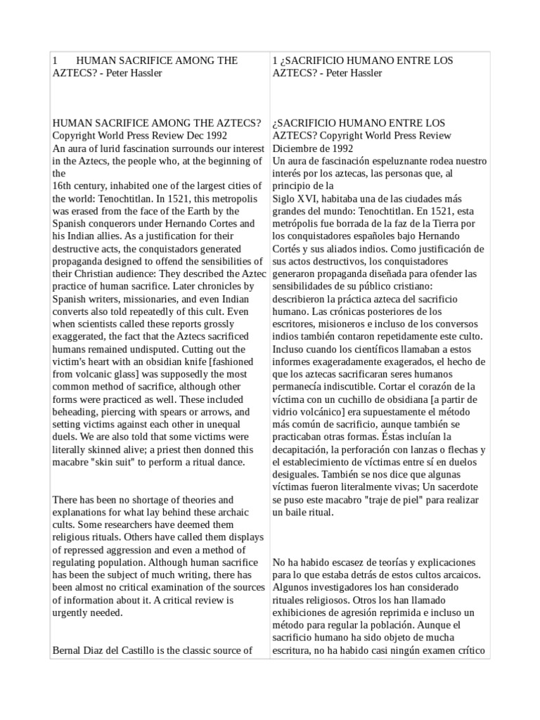 Sacrificio Humano Entre Los Aztecas Peter Hassler Pdf Azteca