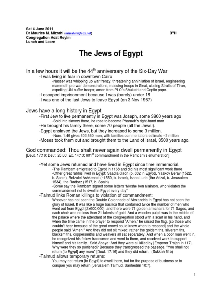 110604-The Jews of Egypt | PDF | Jews | Egypt