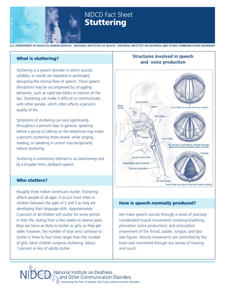 Stuttering Fact Sheet | PDF | Stuttering | Medical Specialties