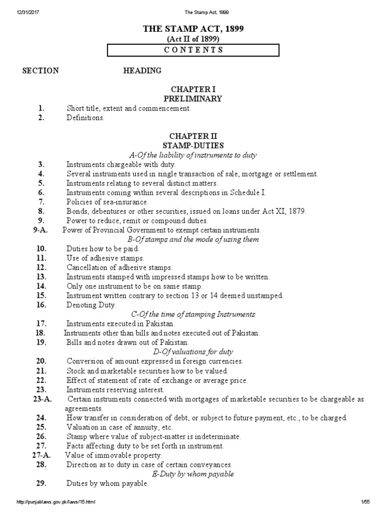The Stamp Act, 1899 | PDF | Negotiable Instrument | Mortgage Law