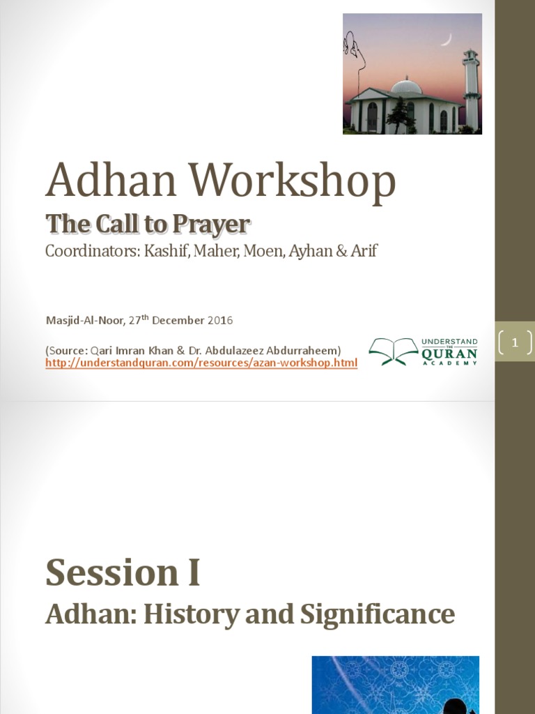 Adhan Workshop: The Call To Prayer | PDF | Religious Comparison ...