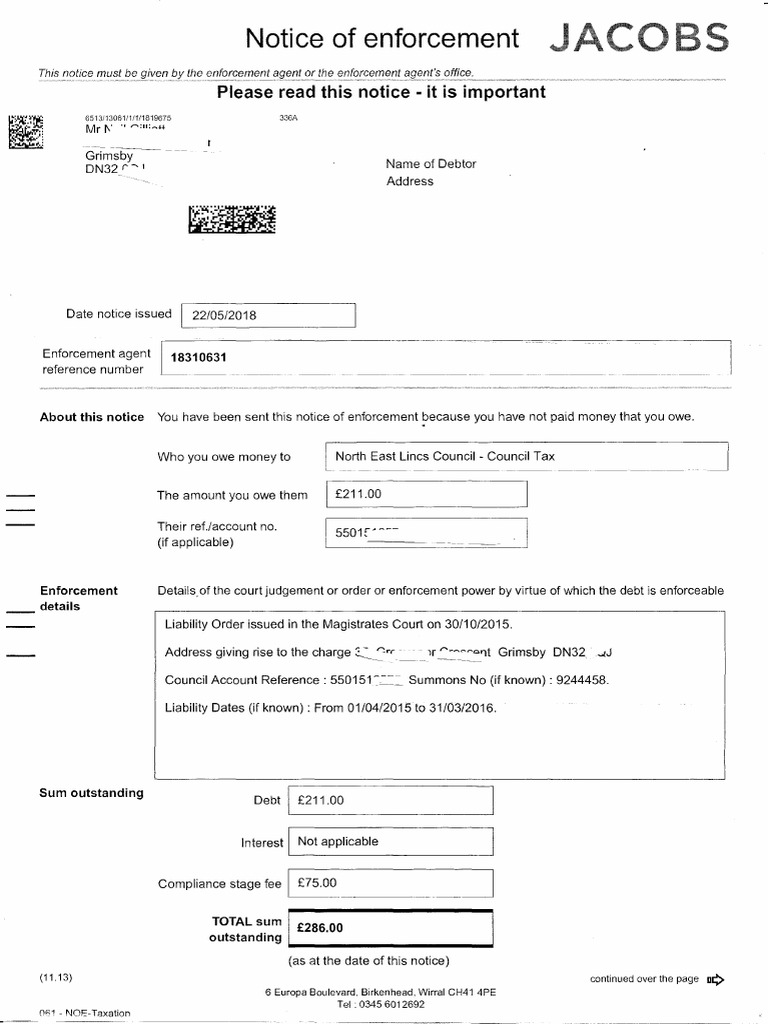 Jacobs Enforcement Notice Details | PDF | Fee | Fraud
