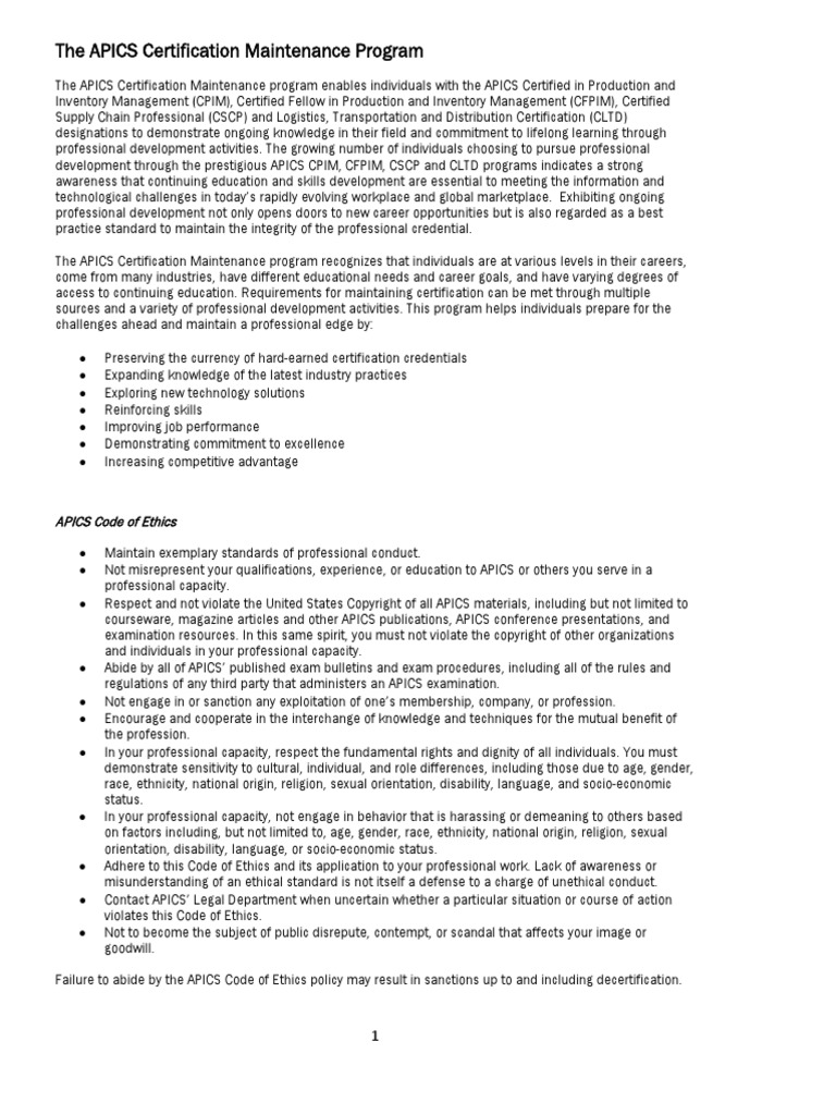 Maintenance Bulletin Cpim Cfpim CSCP CLTD | PDF | Professional ...