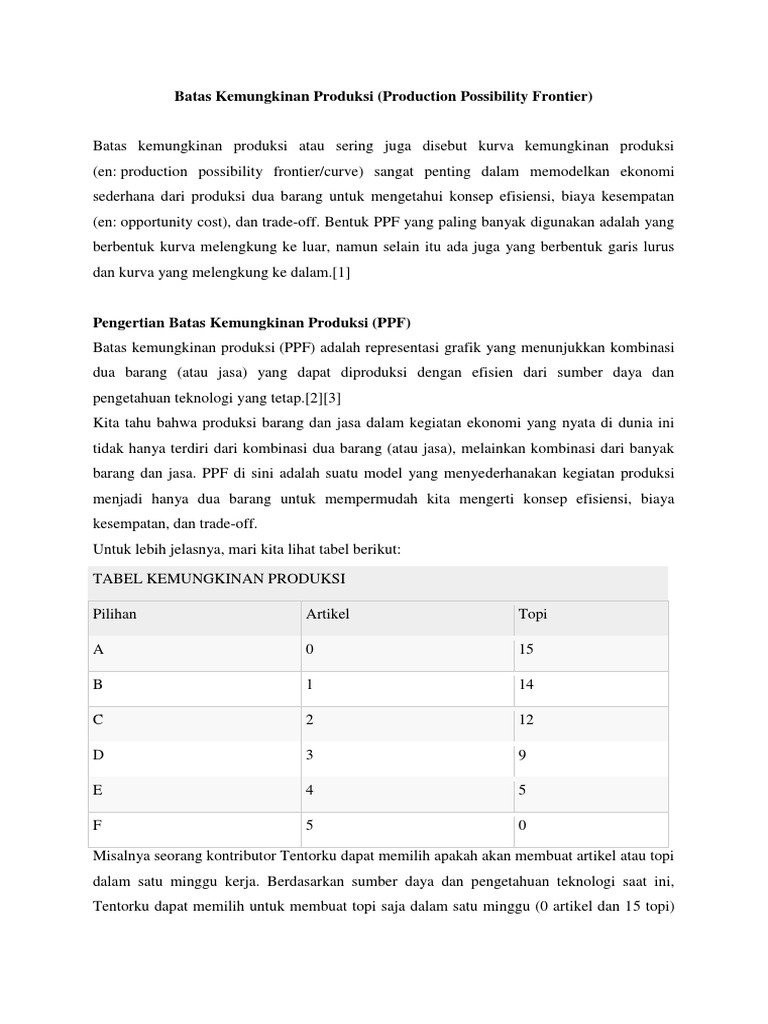 Batas Kemungkinan Produksi (PPF) | PDF