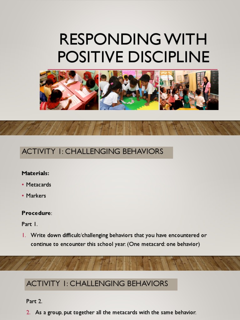 Responding With Positive Discipline | PDF | Teachers | Goal