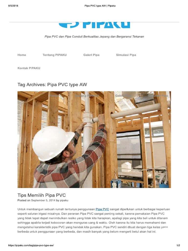 Perbedaan Pipa PVC Aw, D, C 1 PDF | PDF
