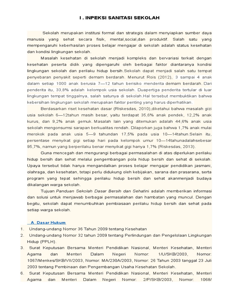 Inspeksi Sanitasi Sekolah | PDF