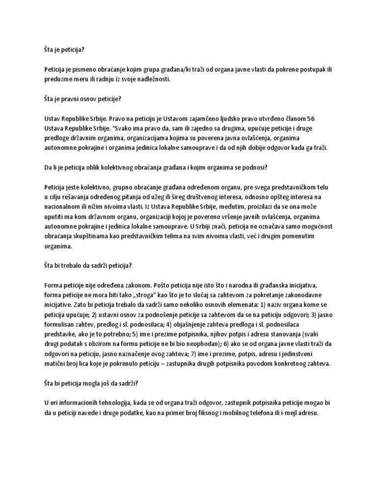 Šta Je Peticija | PDF