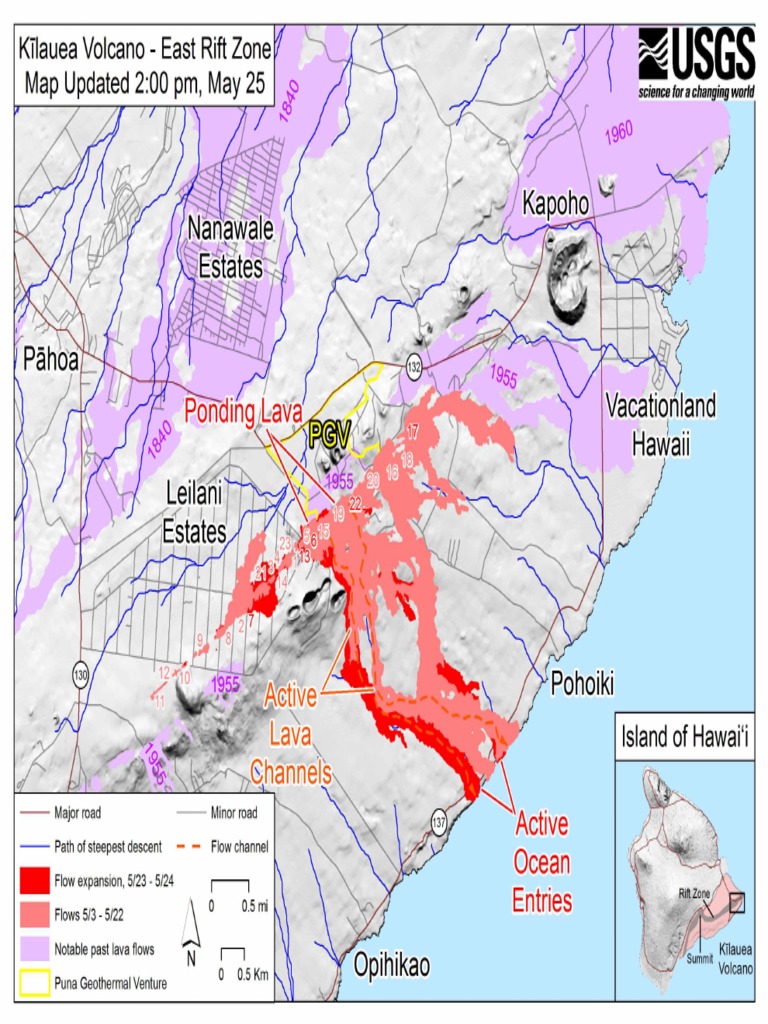 Kilauea Lower East Rift Zone Fissures and Flows, May 25 | PDF