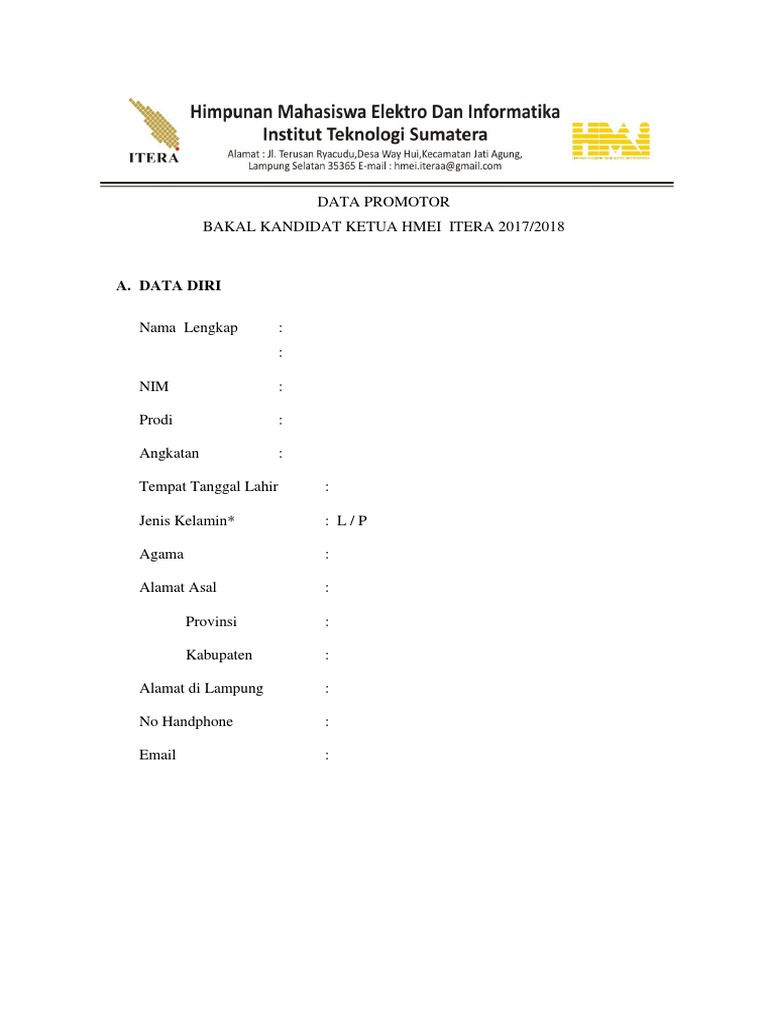 Promotor Data Bakal Ketua HMEI ITERA | PDF | Social Science