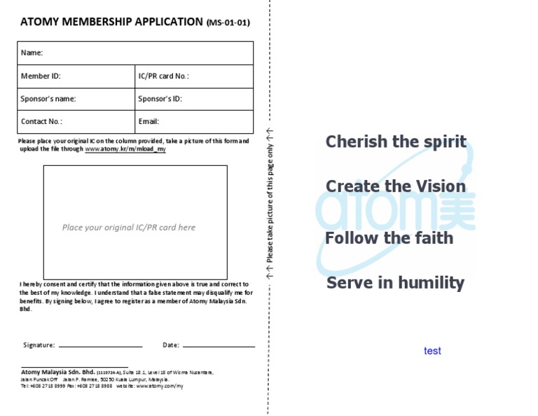 Atomy Membership Application (Ms 01 01) 1 | PDF