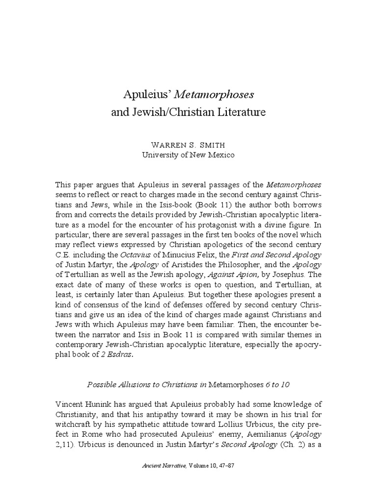 Warren S. Smith - Apuleius' Metamorphoses and Jewish Christian ...