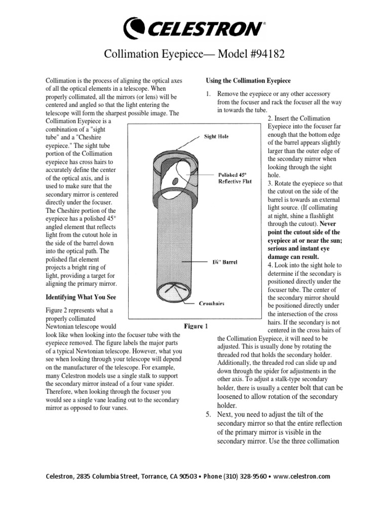 Collimation Tool Instruction Sheet | PDF | Mirror | Optics