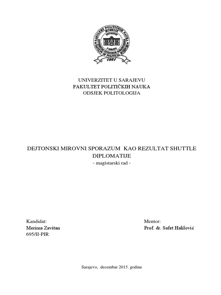 Magistarski Rad Final Version Decembar | PDF