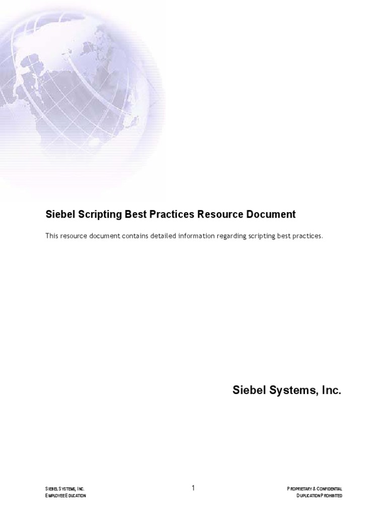 Siebel Scripting Best Practices Resource Document | PDF | Scripting Language | Scope (Computer ...