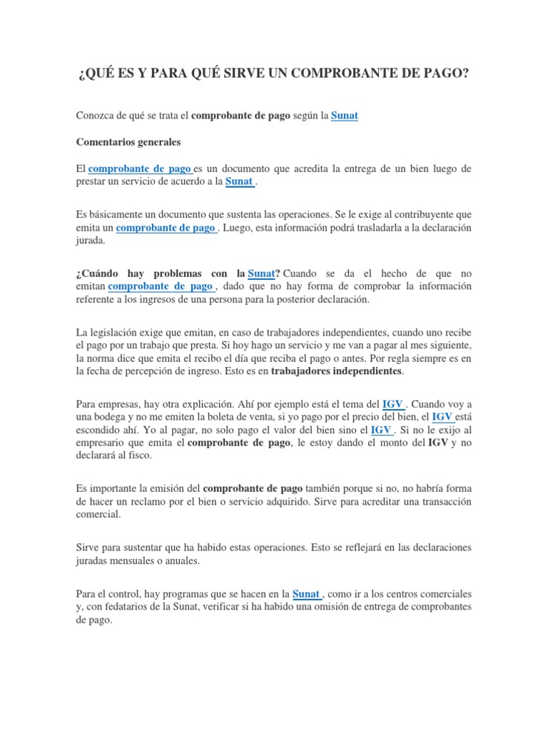 Qué Es Y Para Qué Sirve Un Comprobante De Pago Pdf Pagos Factura