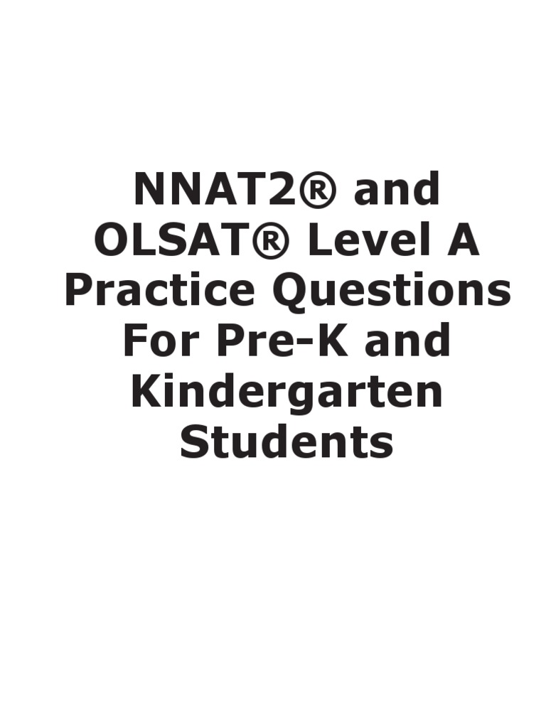 NNAT2® and OLSAT® Level A Practice Questions For Pre-K and Kindergarten ...