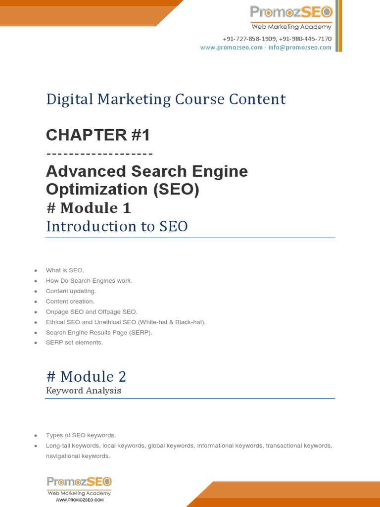 Digital Marketing Course Content: Chapter #1 Advanced Search Engine ...