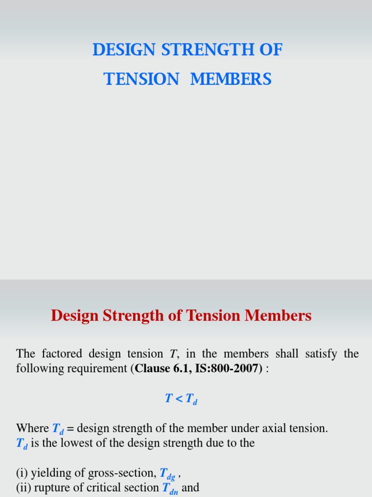 Design Strength of Tension Members | PDF | Yield (Engineering) | Screw