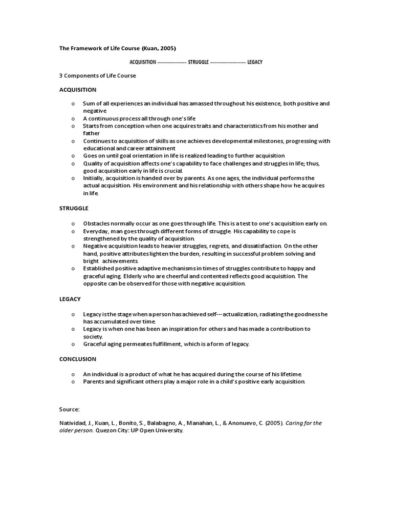 The Framework of Life Course | PDF | Ageing | Change