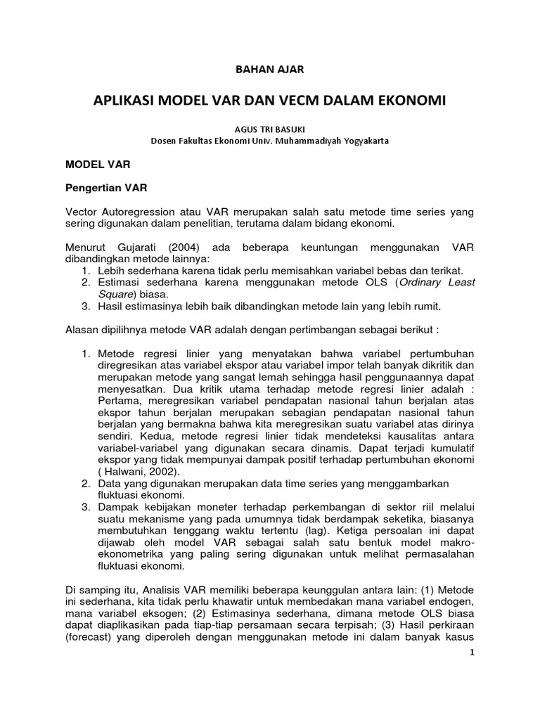 Model Var Dan Vecm | PDF