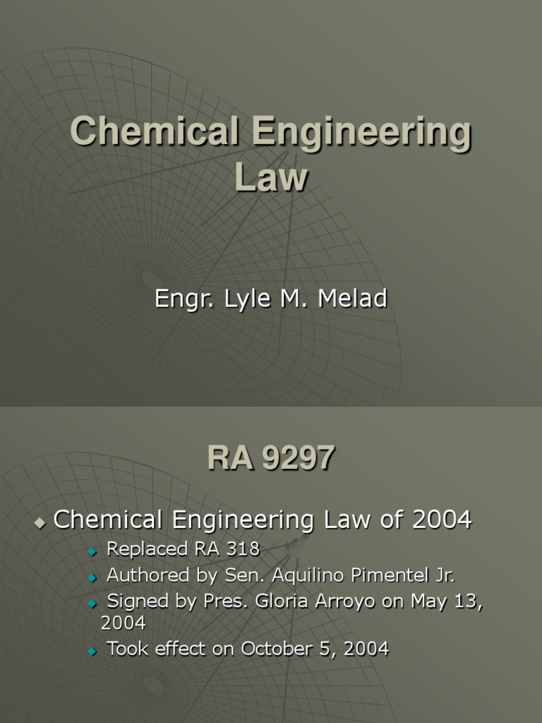 Overview of RA 9297: ChE Law 2004 | PDF | Licensure | Engineer