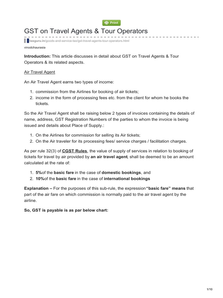 Taxguru - in-gST On Travel Agents Tour Operators | PDF | Travel Agency ...