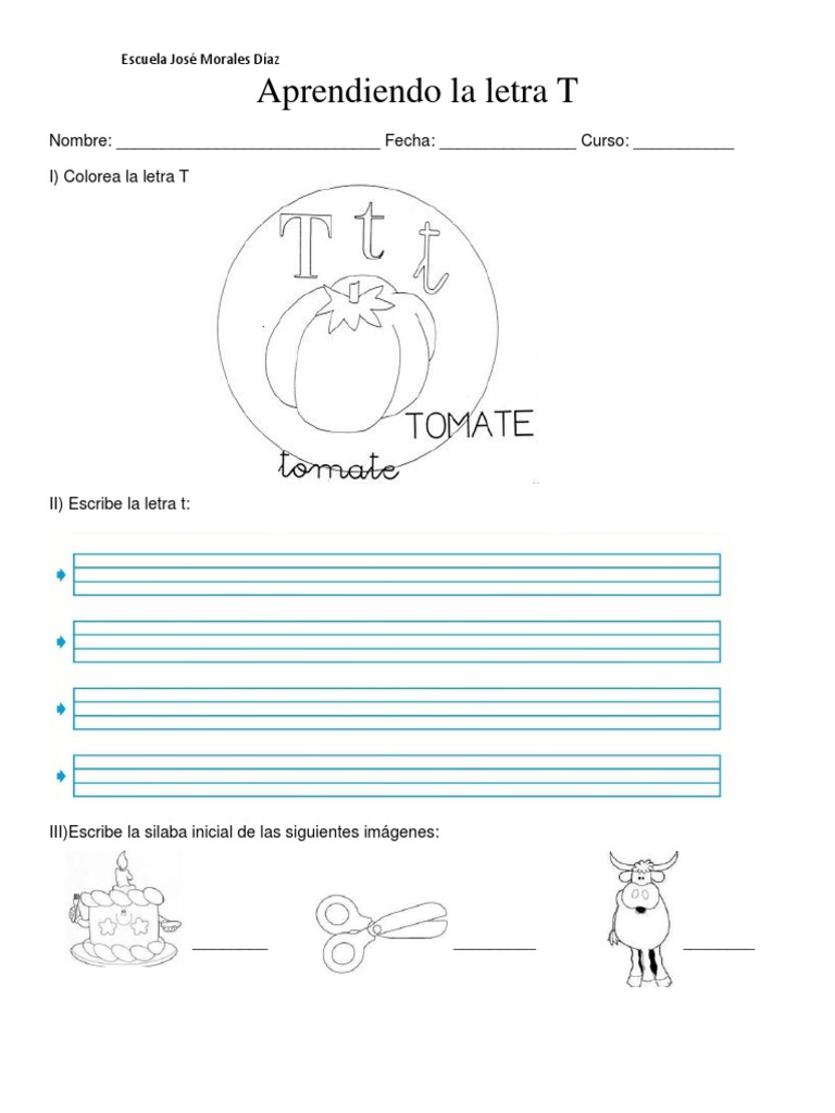 Aprendiendo La Letra T