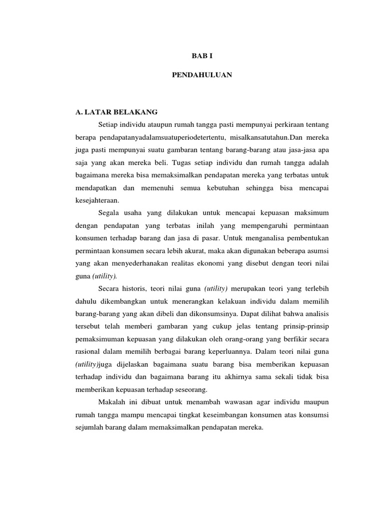 Makalah Teori Permintaan PENDEKATAN TEORI UTILITAS KARDINAL | PDF