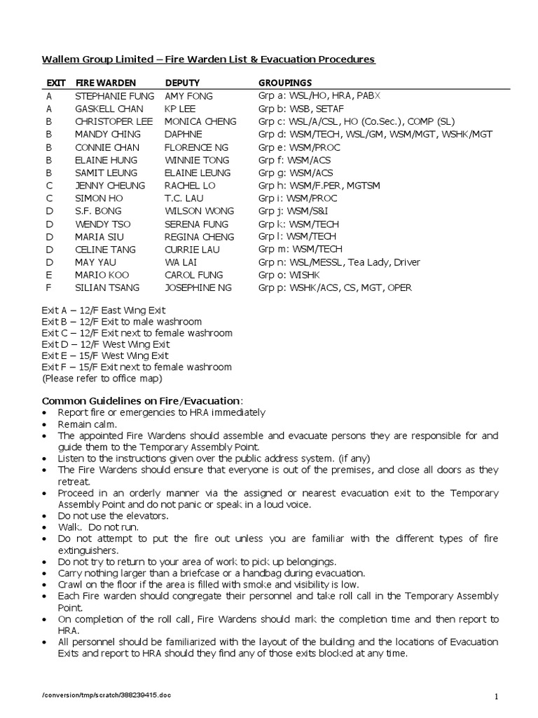 Fire Warden List | PDF | Nature