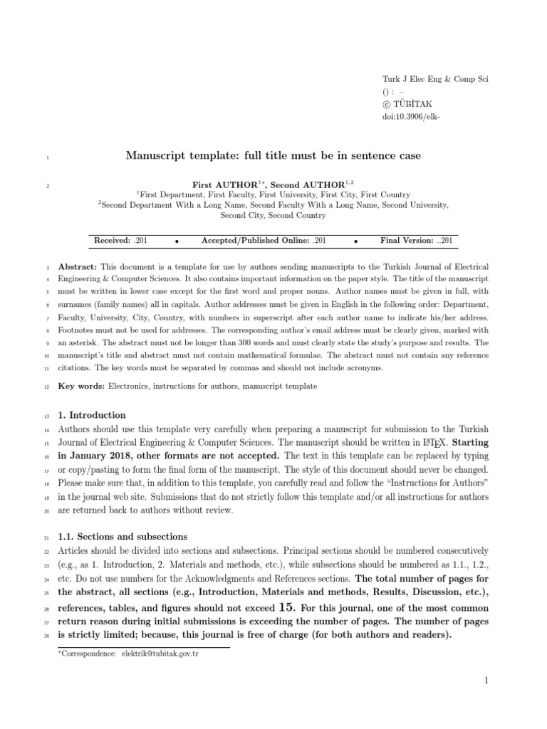 Manuscript Template Instructions For Authors Pdf Theorem English