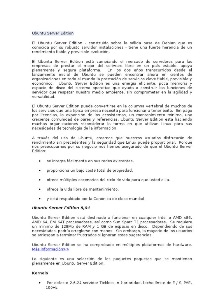 Ubuntu Server | PDF | Distribución de Linux | Servidor (Computación)
