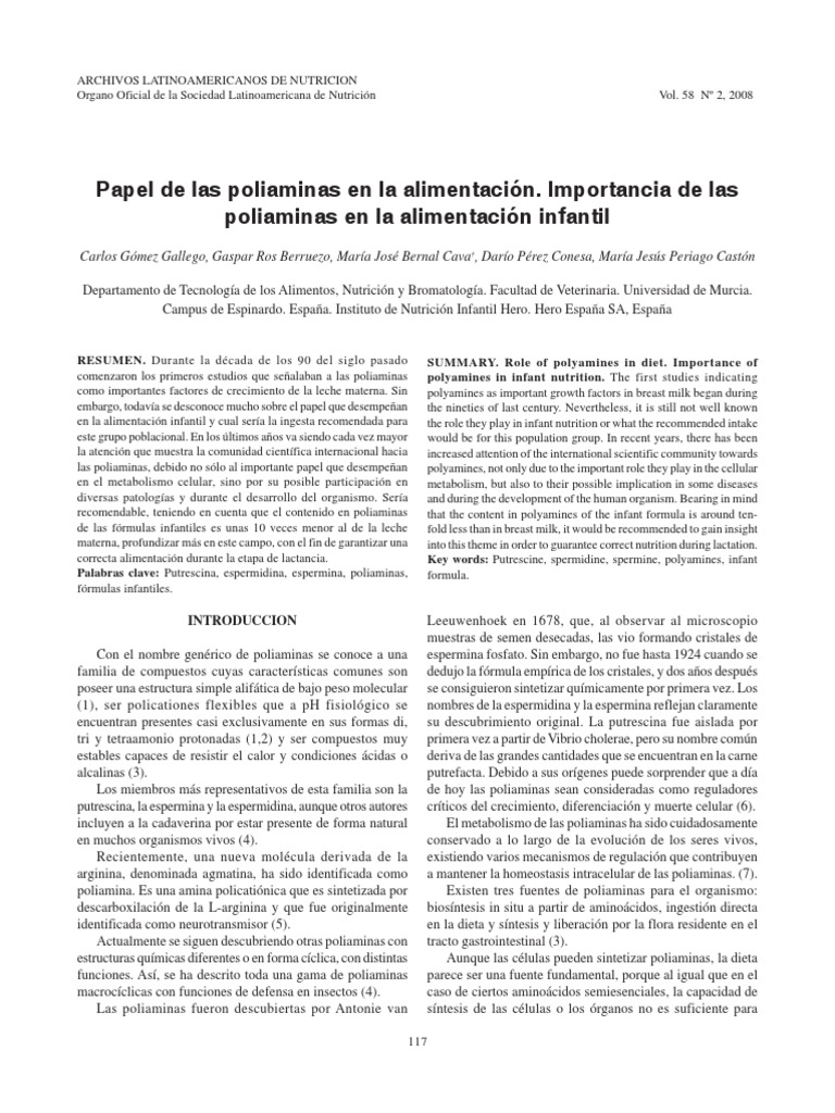 Poliaminas en La Dieta y Envejecimiento PDF | PDF | Poliamina | Estrés ...