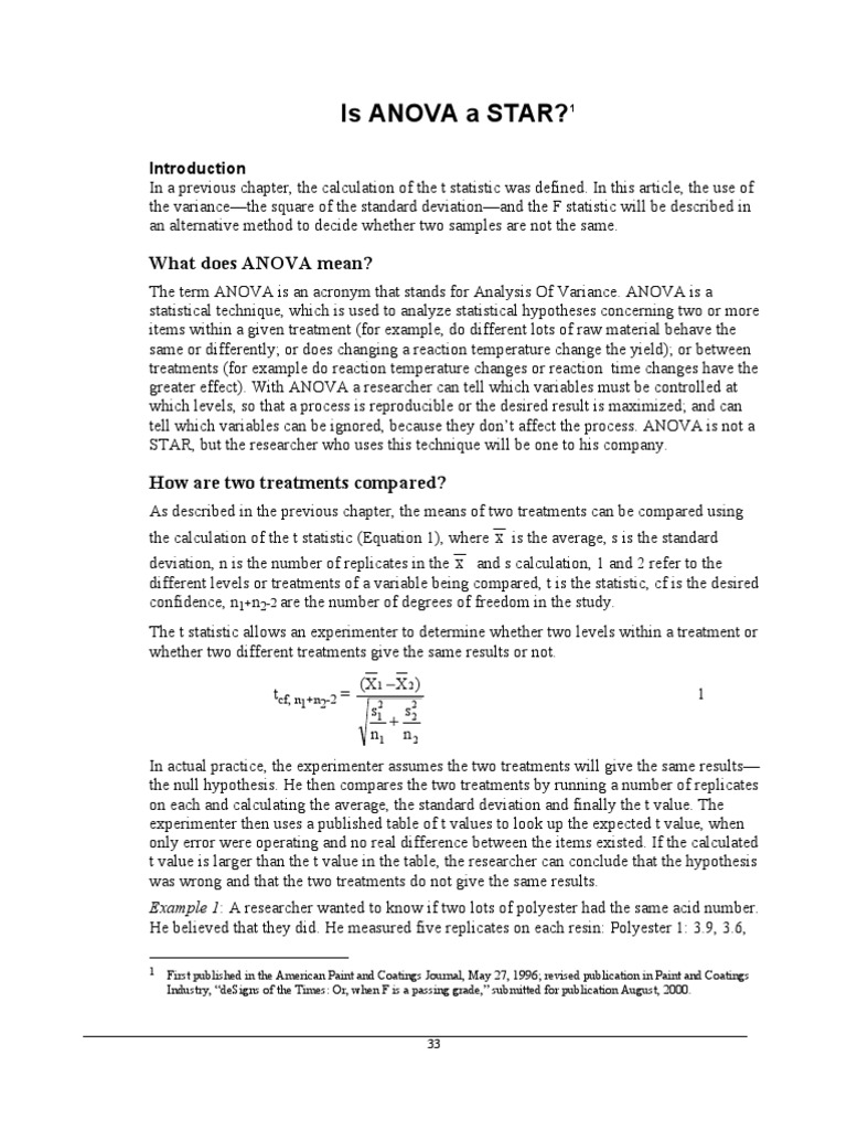 Is Anova A Star?: What Does ANOVA Mean? | Download Free PDF | Analysis ...