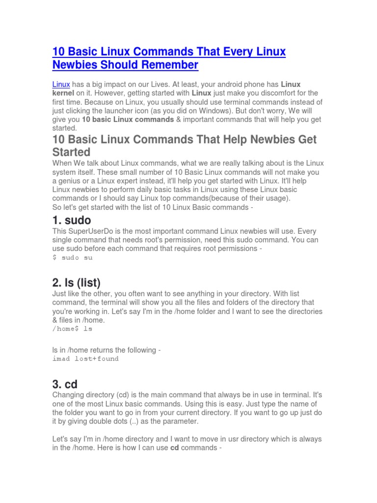 10 Basic Linux Commands That Every Linux Newbies Should Remember ...