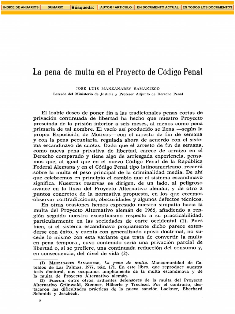 La Pena De Multa En El Proyecto De Codigo Penal 46159 Descargar