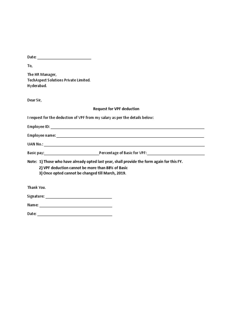 VPF Form | PDF