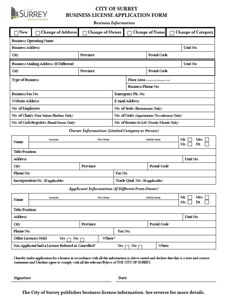 Business License Application | PDF | License | Business