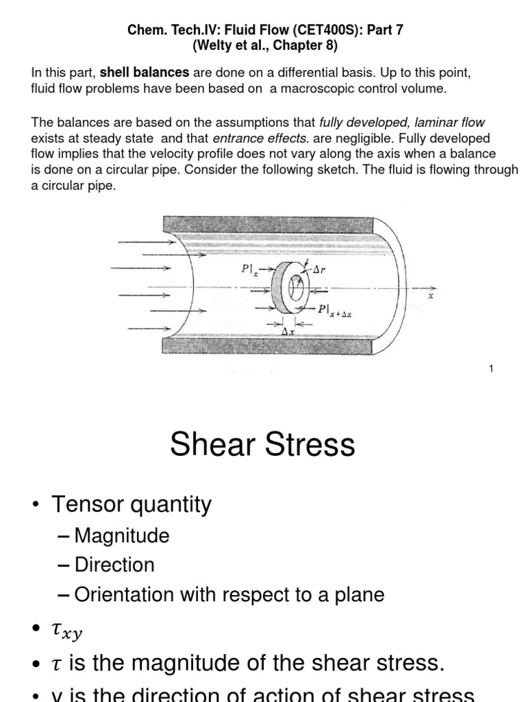 Fluid Flow Shell Momentum Balance | PDF | Stress (Mechanics) | Fluid ...