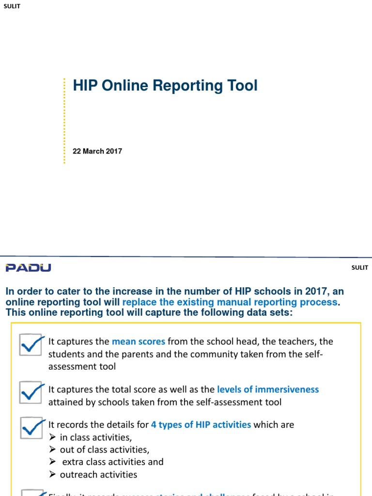 HIP - Online Reporting Tool | PDF