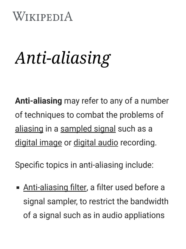 Anti Aliasing Wikipedia | PDF